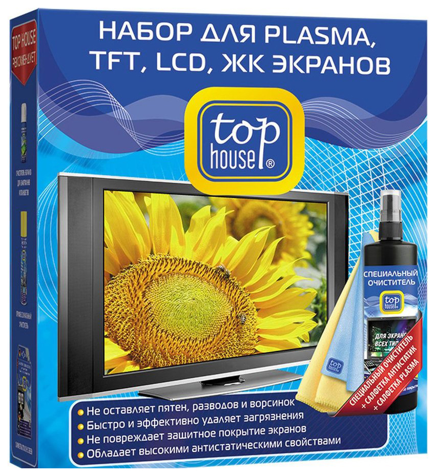 Набор для очистки экранов Top House 391596 для PLASMA, TFT, LCD, ЖК 3 предмета