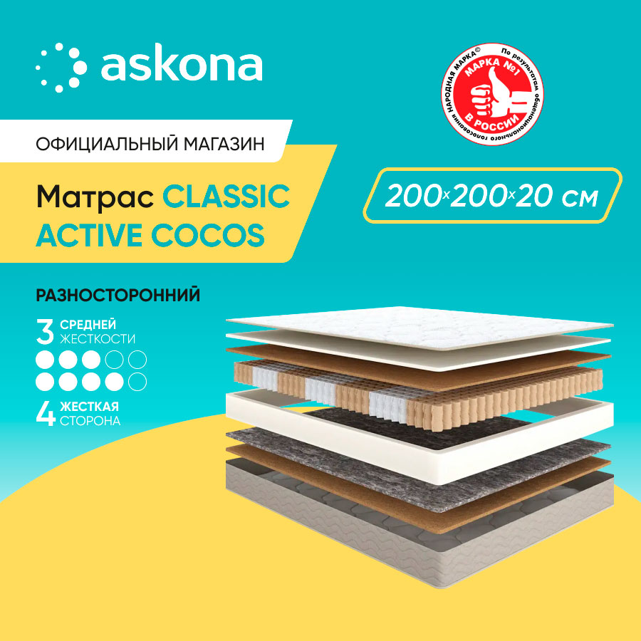 Матрас Askona Classic Active Cocos 200х200