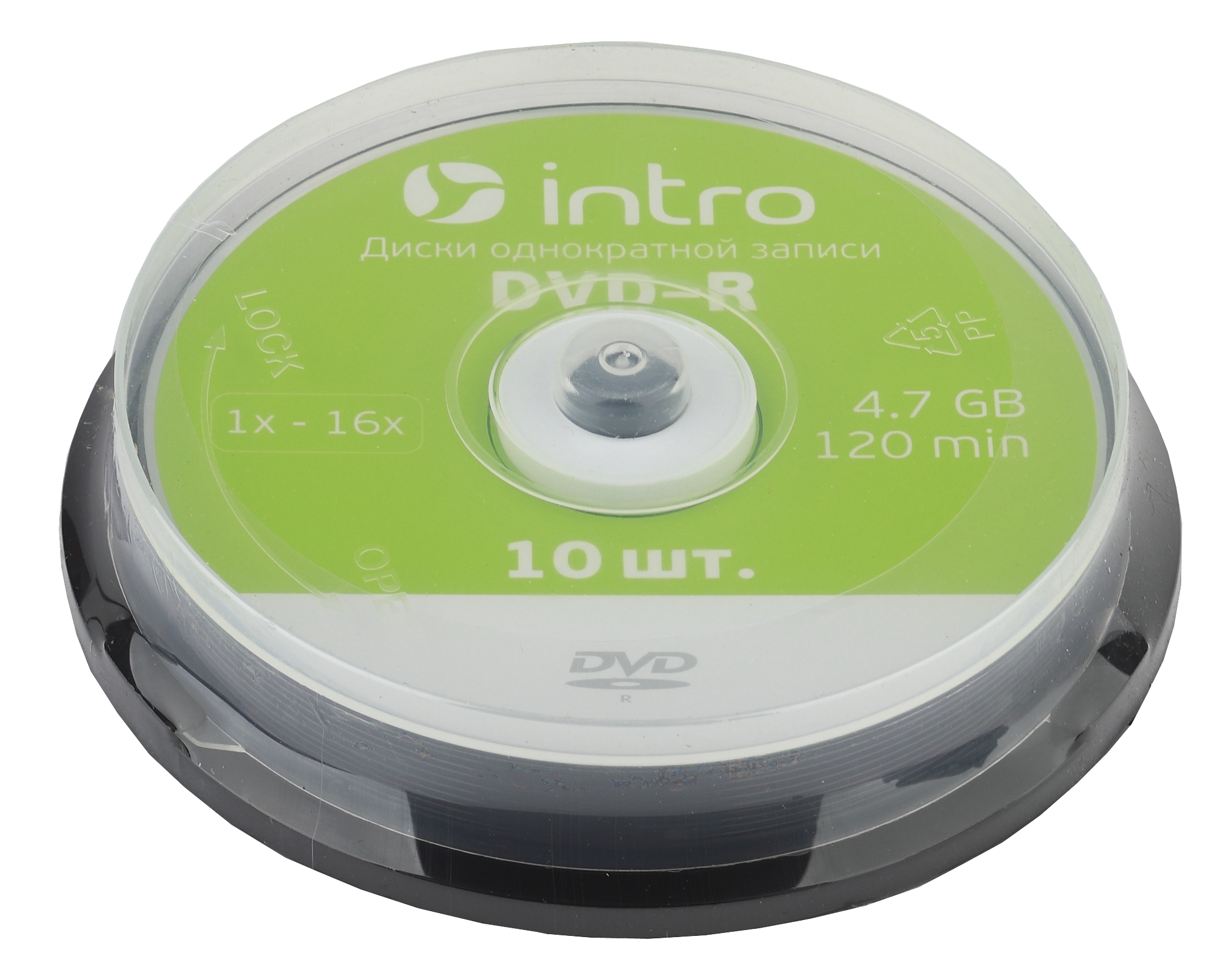 Диск DVD-R INTRO 16X 4,7GB Cakebox 10 шт