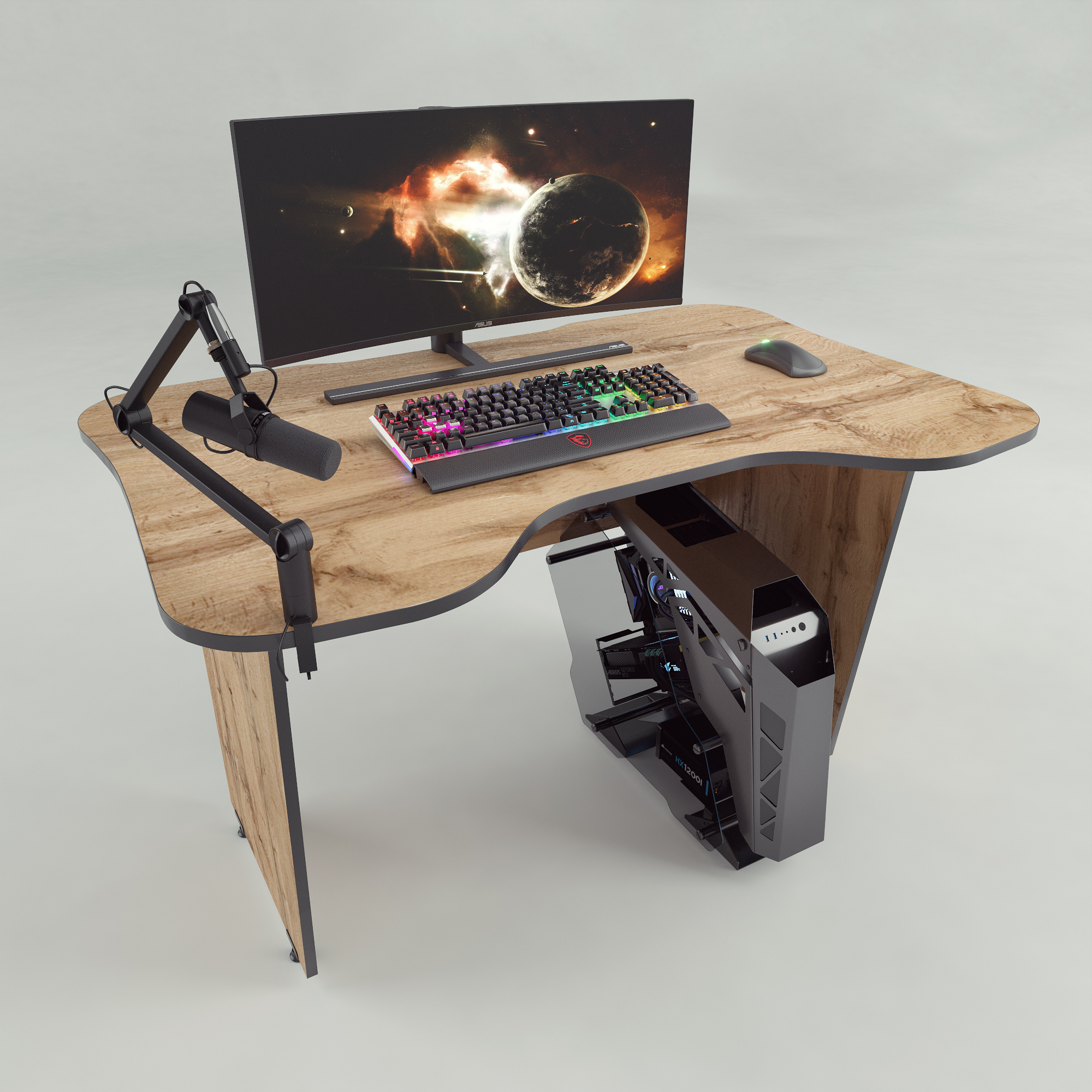 Игровой компьютерный стол myXplace Fly, дуб вотан
