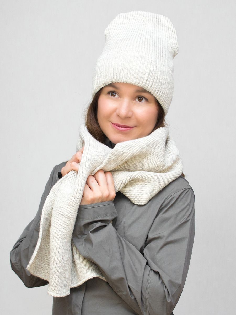 Компелкт (шапка+шарф) комплект женский LanaCaps 22544406 светло-бежевый р.56-58