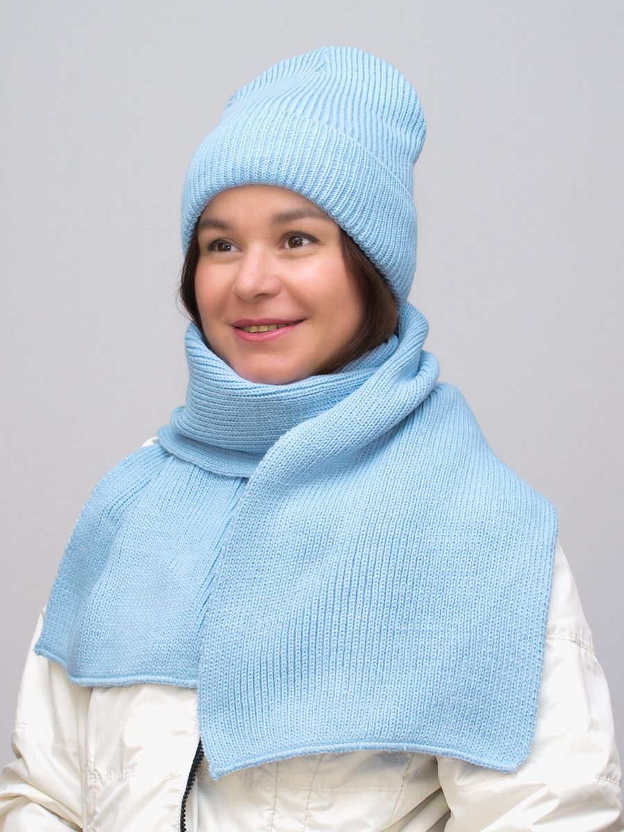 Комплект шапка и шарф женский LanaCaps 22544407 голубой, р.56-58