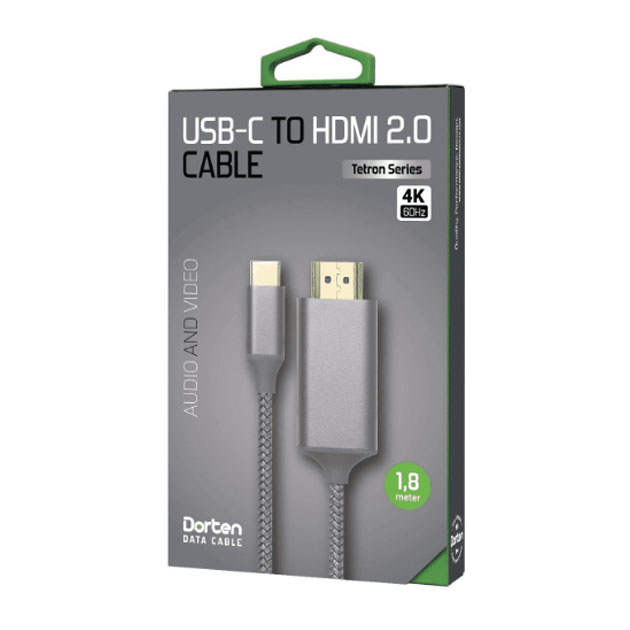 Кабель Dorten USB Type-C-HDMI, M-M 1,8м Grey (DN400500)