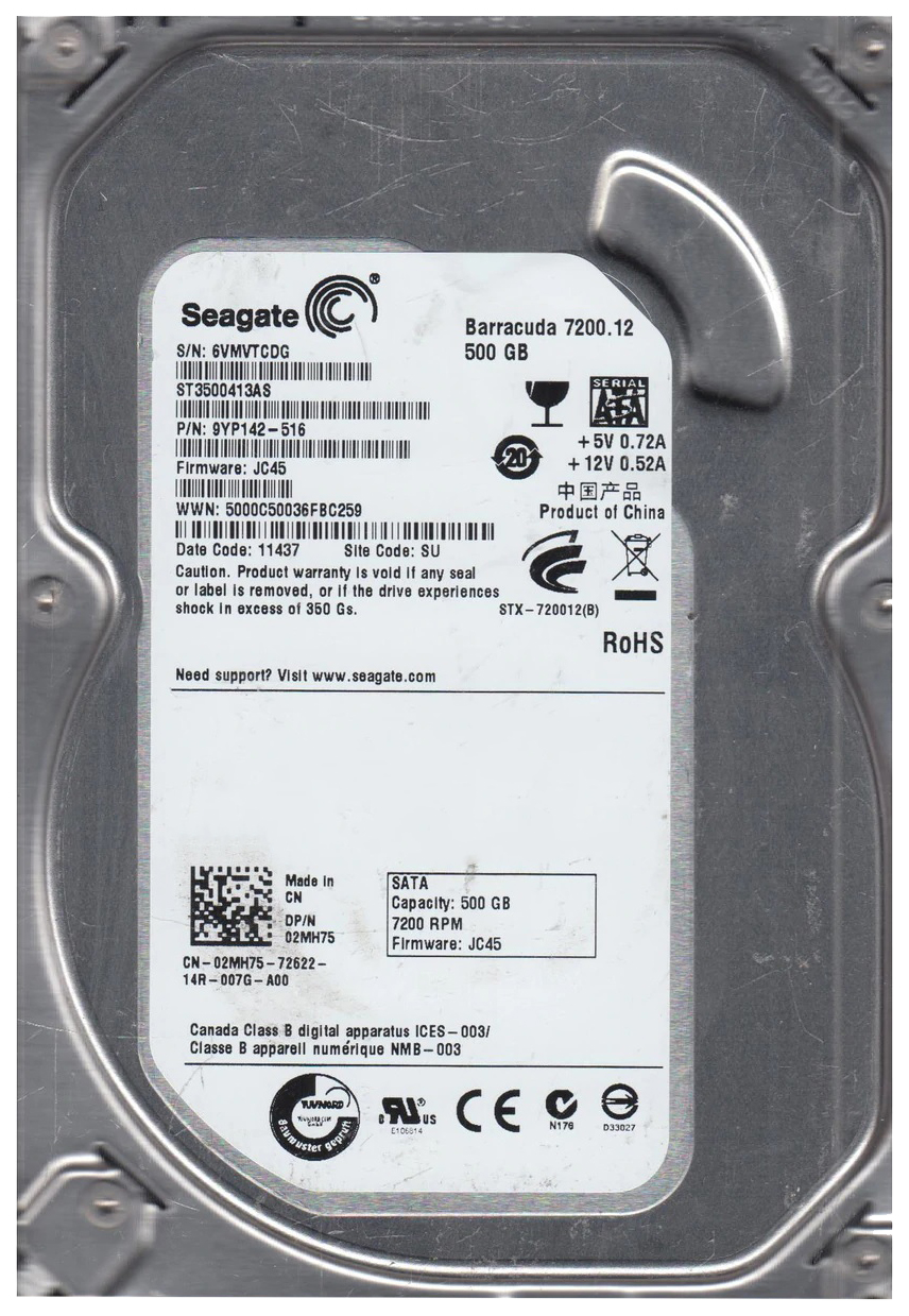 Жесткий диск Seagate BarraCuda 12 500ГБ (ST3500413AS)