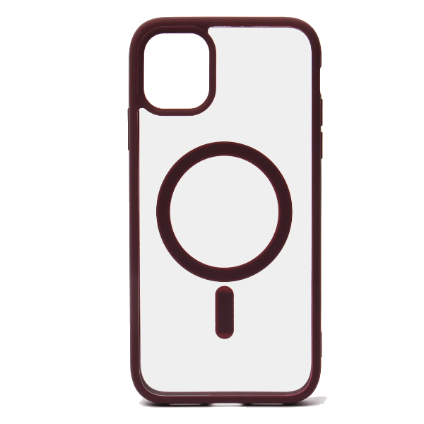 Чехол Iphone 14 Plus MagSafe цветной, прозрачный-бордовый