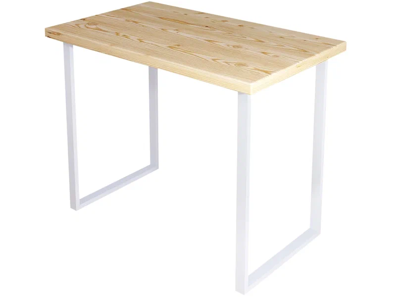 Стол кухонный Solarius Loft металл-дерево 80х60х75, без шлифовки и покрытия, белые ножки