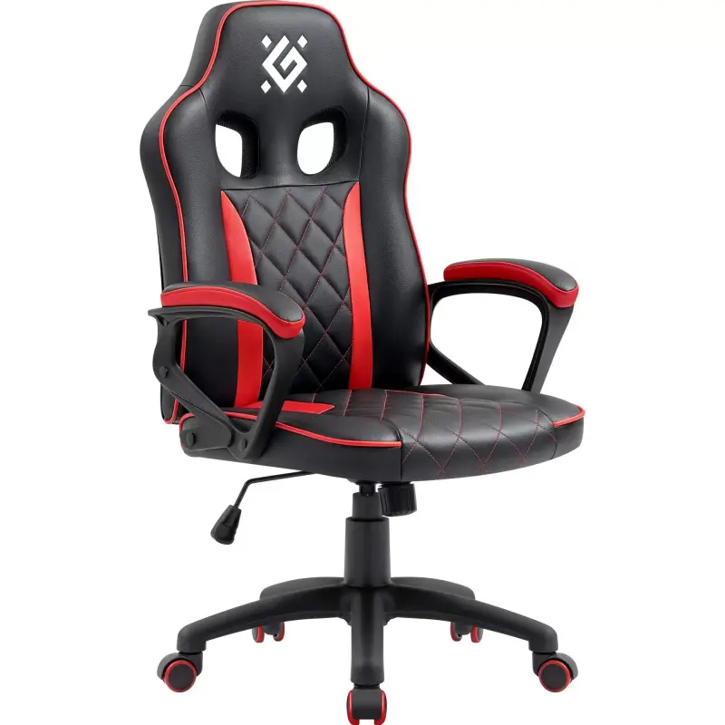Кресло игровое Defender Saga полиуретан, чёрный, красный, 50 мм, уценённый товар, 1 шт.