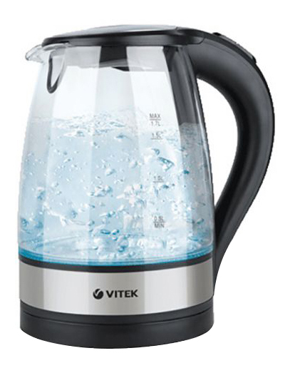 Чайник электрический VITEK VT-7008TR 1.7 л черный, прозрачный