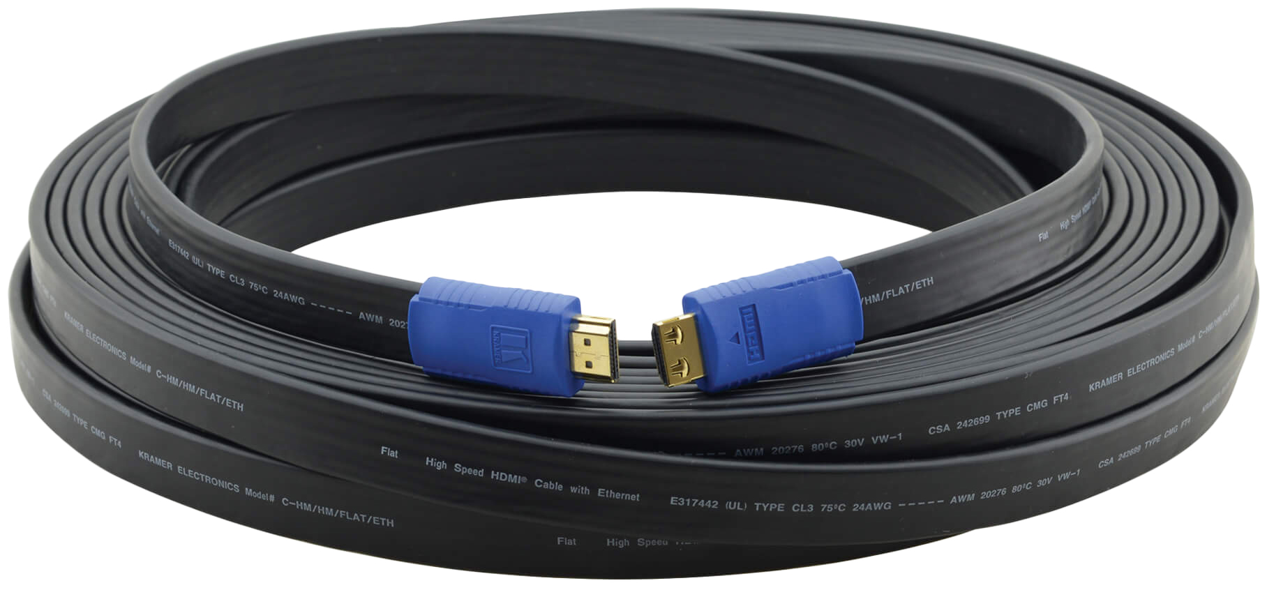 Кабель Kramer HDMI - HDMI 3м Blue/Black (C-HM/HM/FLAT/ETH-10)