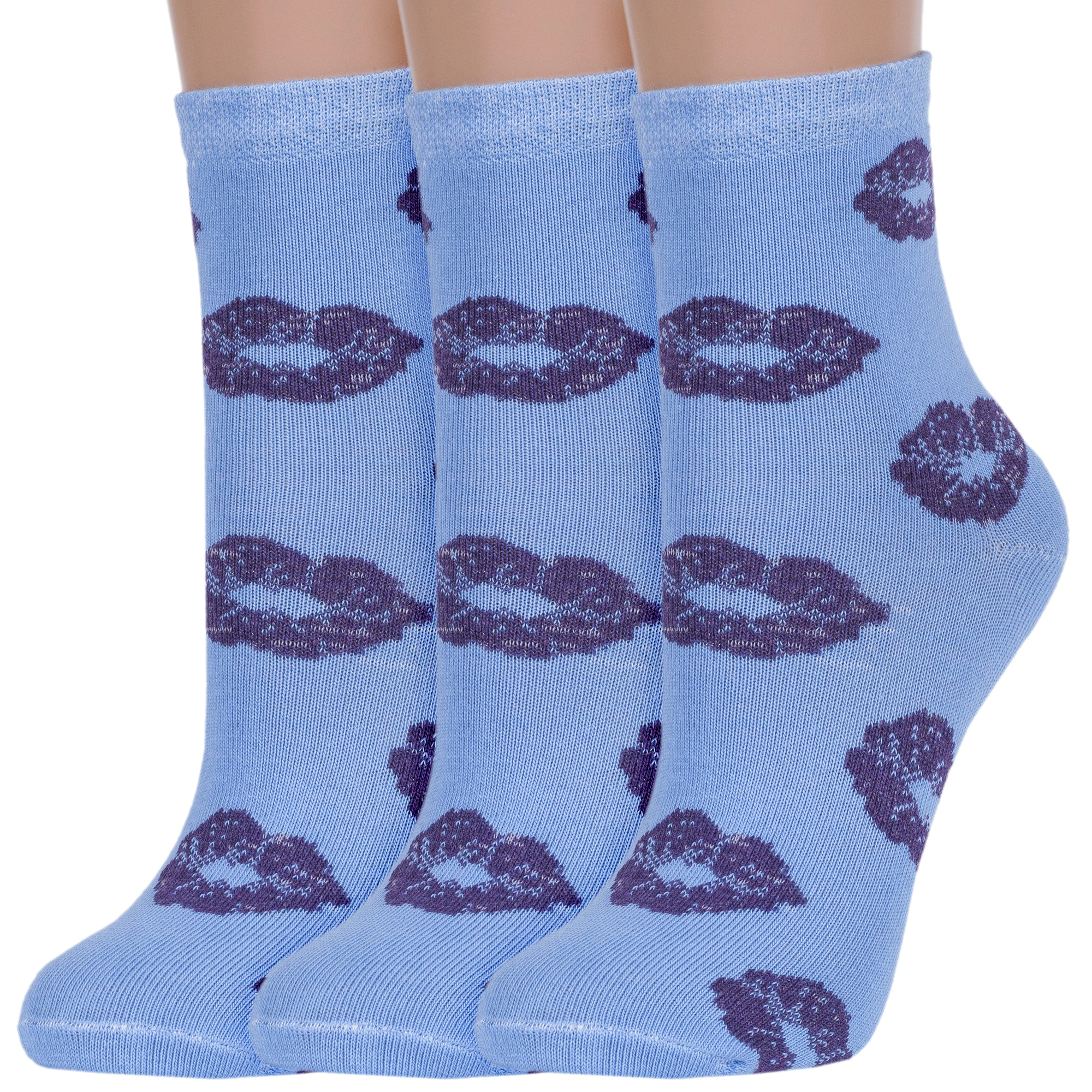 Комплект носков женских Альтаир 3-С212 голубых; фиолетовых 25