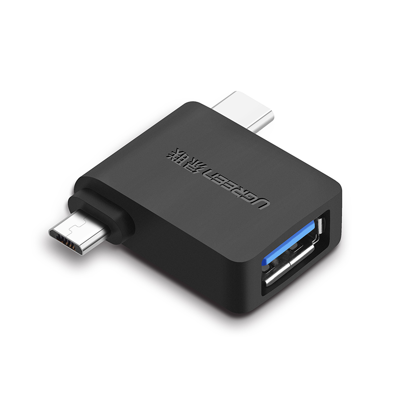 Адаптер UGREEN 30453 2 in 1 Micro USB + USB Type C to USB 3.0, черный