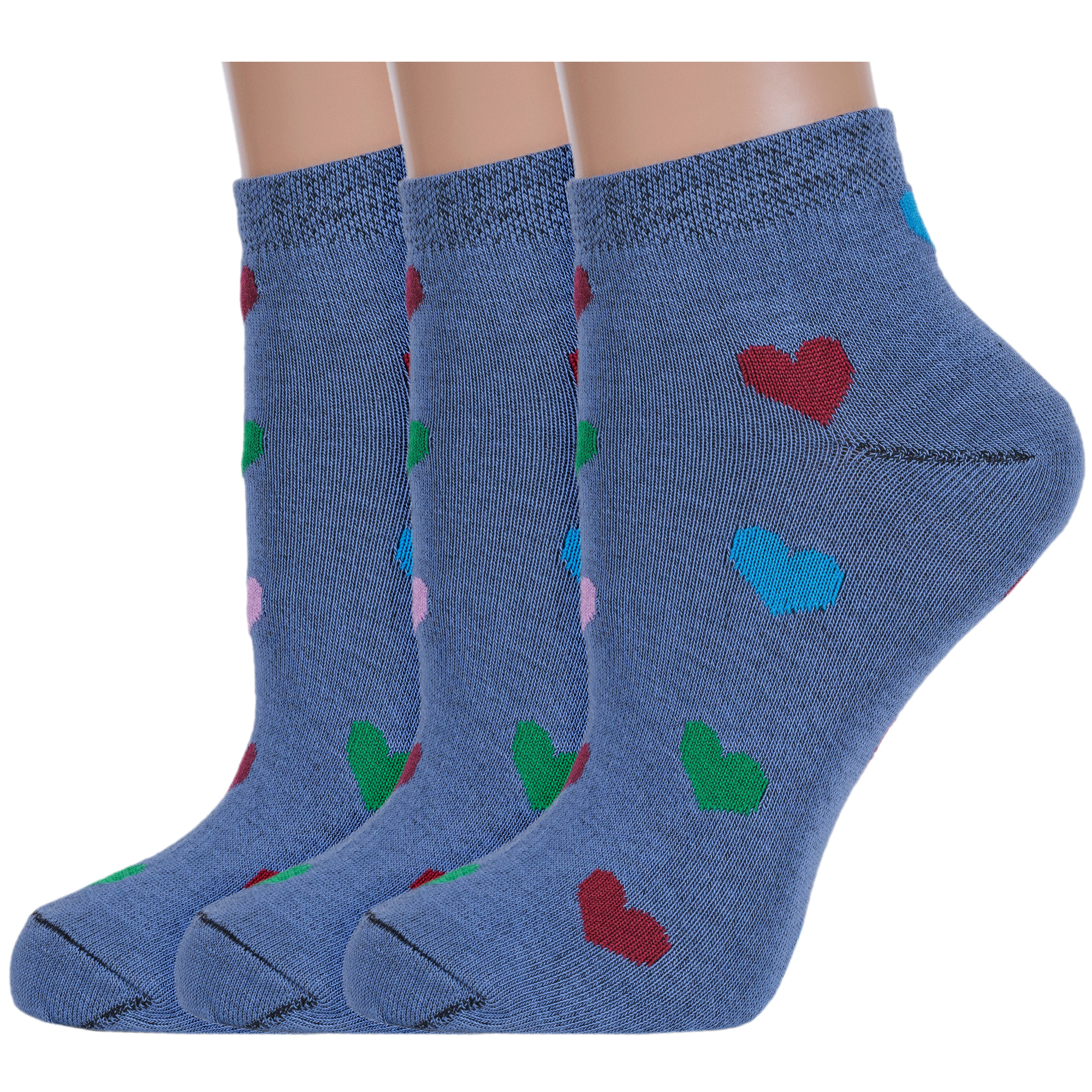 Комплект носков женских Альтаир 3-С118 синих; красных; зеленых; голубых 35-38