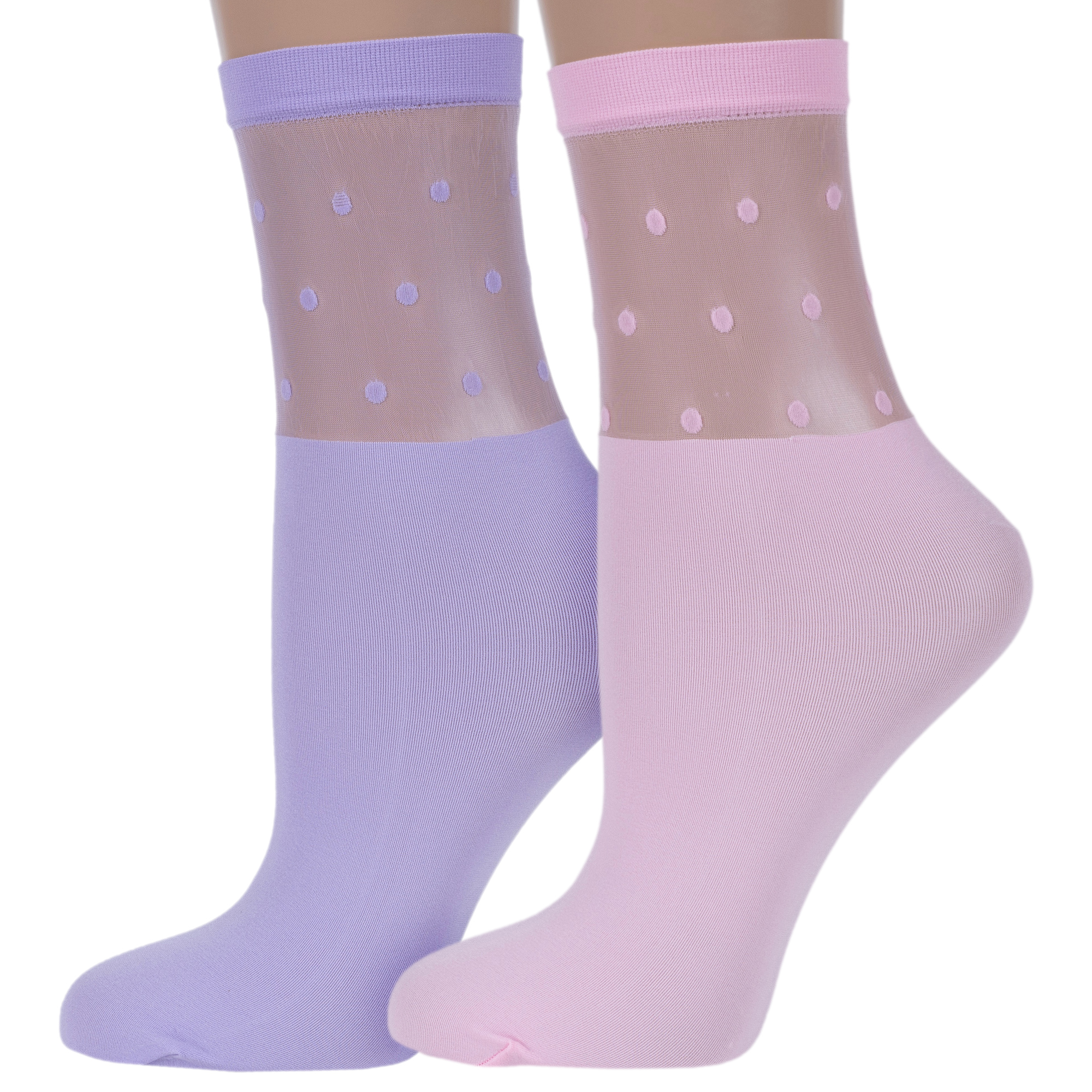 Комплект носков женских NOSMAG 2-19С-29СП фиолетовых; розовых; прозрачных 23-25