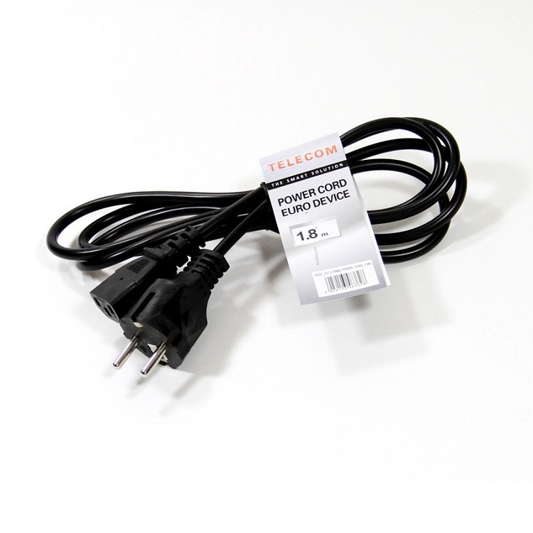 Кабель Telecom IEC 320 C13-CEE 7/7, M-F 1,8м Black (TE021-CU0.75-1.8M)