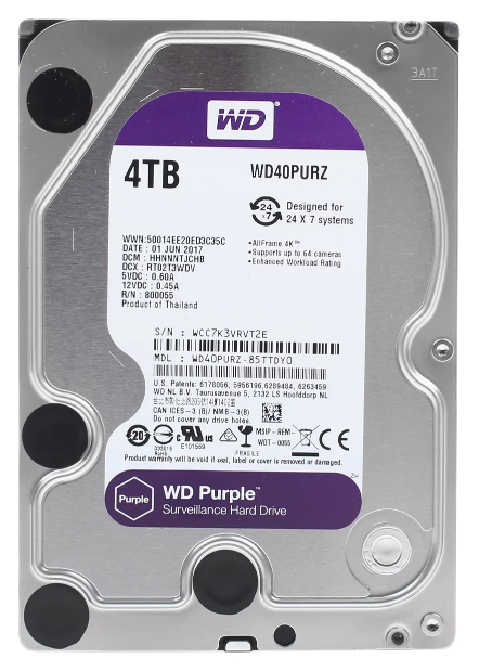 Жесткий диск WD Purple 4ТБ (WD40PURZ)