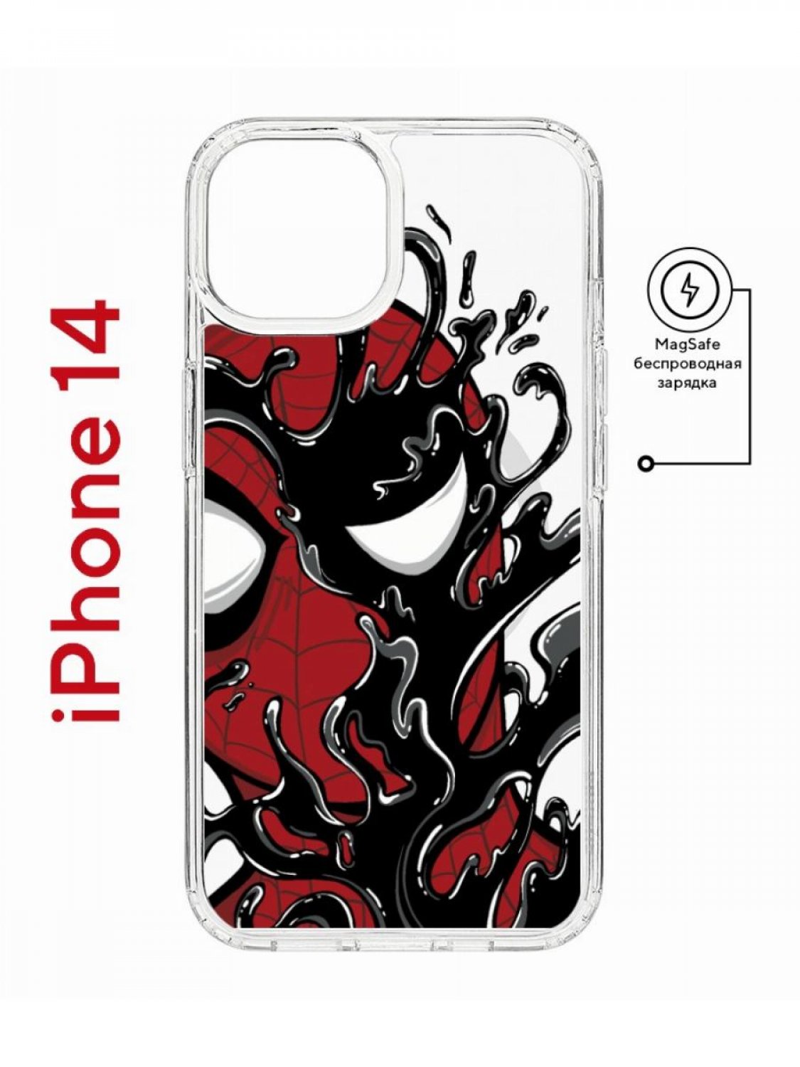 Чехол на iPhone 14 MagSafe Kruche Print Spider-Man-Venom противоударный с магнитом