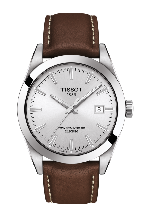 Наручные часы мужские Tissot GENTLEMAN POWERMATIC 80 SILICIUM коричневые