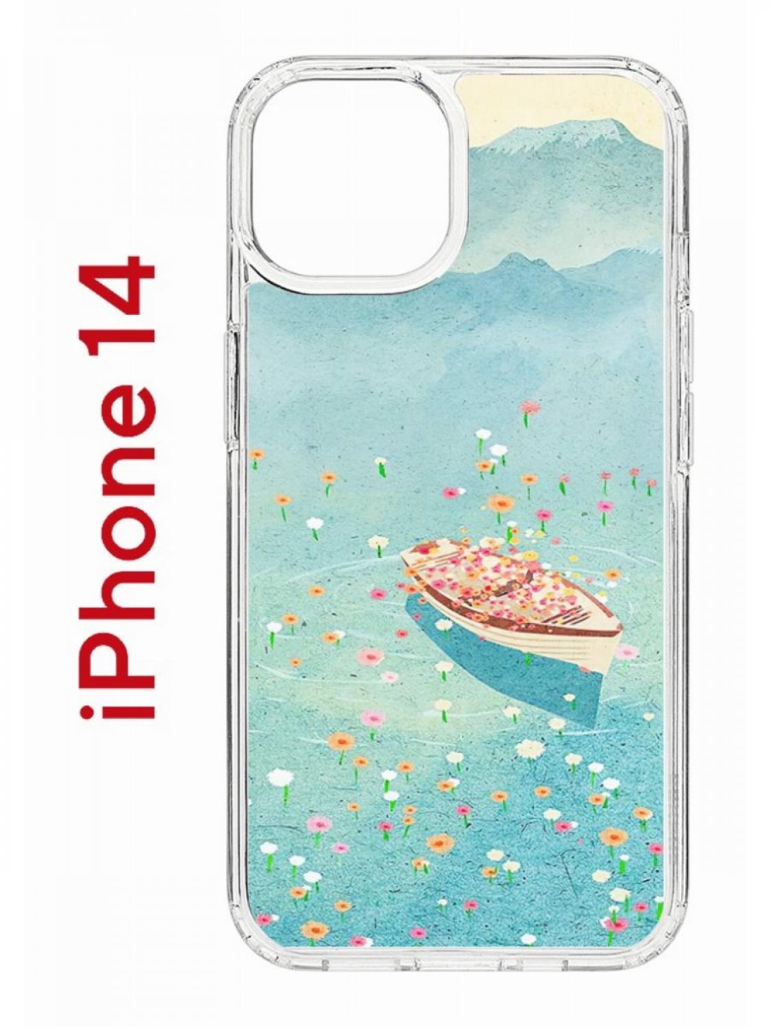 Чехол на iPhone 14 с принтом Kruche Print озеро цветов, бампер с защитой камеры
