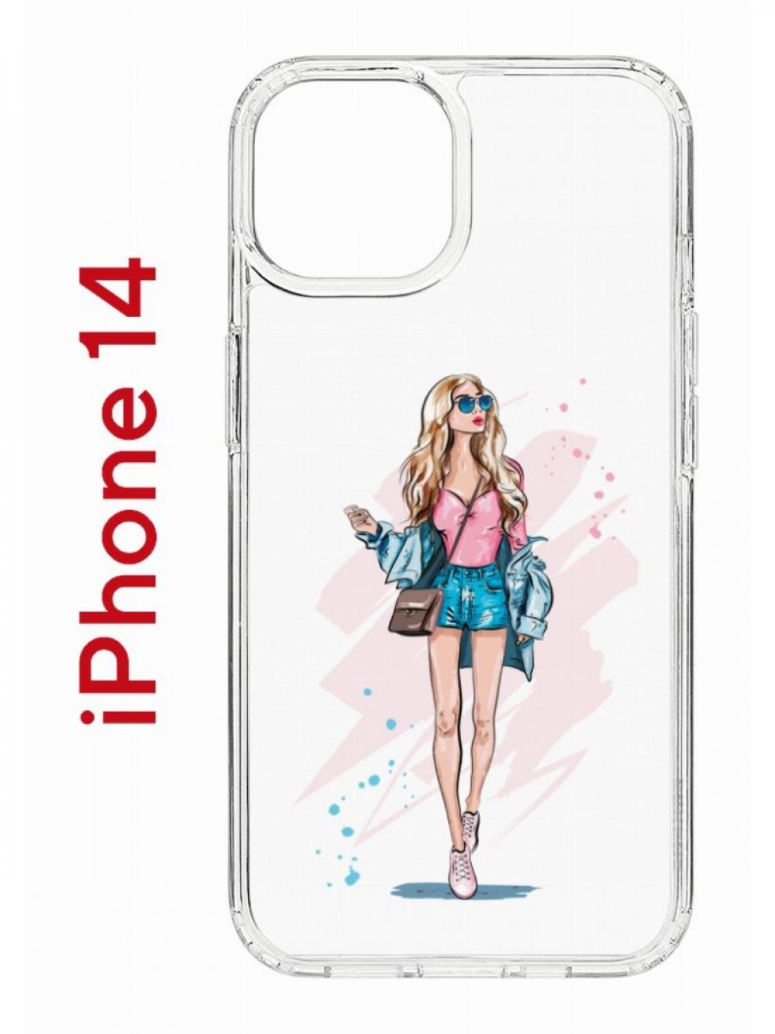 Чехол на iPhone 14 с принтом Kruche Print Fashion Girl, бампер с защитой камеры