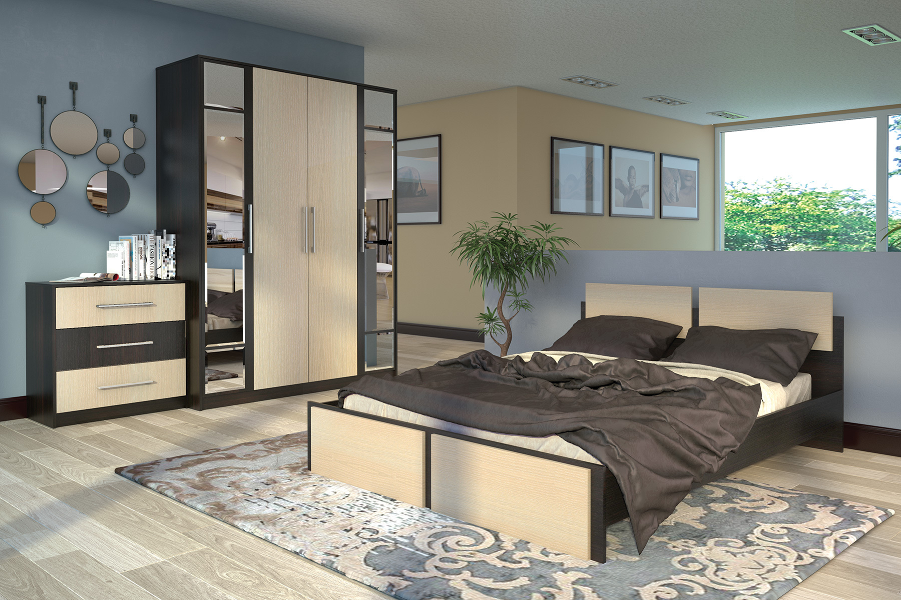 Комлект мебели для спальни Beneli ЭЛИЗА, со шкафом, кровать 160х200 см, 1 компл.