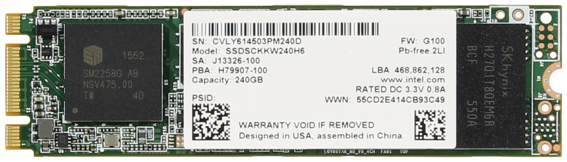 SSD накопитель Intel 540s M.2 2280 240 ГБ (SSDSCKKW240H6X1)