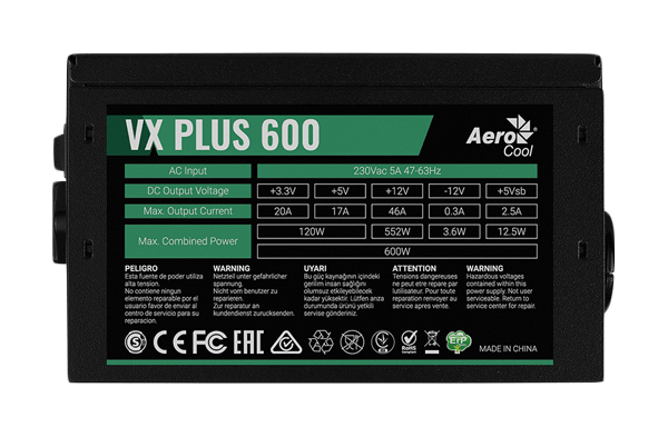 Блок питания AeroCool VX-600 PLUS 600W