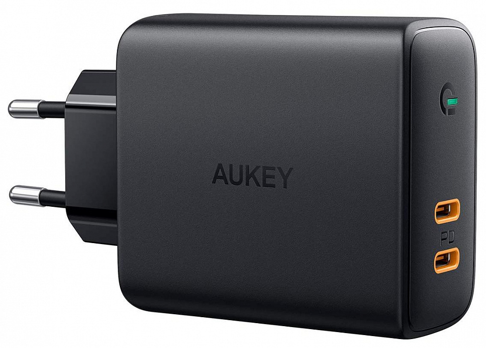 Сетевое зарядное устройство Aukey Dual-Port 36W PD Wall Charger, 2xUSB Type-C, 3 A, black