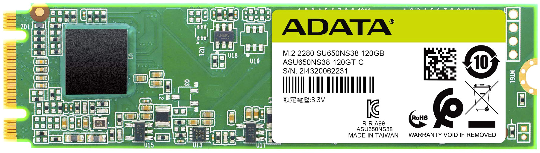 SSD накопитель ADATA Ultimate SU650 M.2 2280 120 ГБ (ASU650NS38-120GT-C)