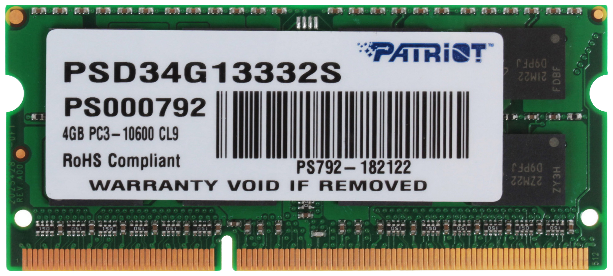 Оперативная память Patriot 4Gb DDR-III 1333MHz SO-DIMM (PSD34G13332S)