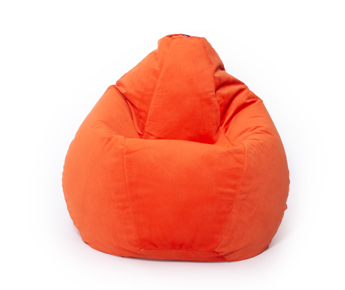 кресло мешок WowPuff ГРУША малая 90см пенополистирол велюр. Оранжевый