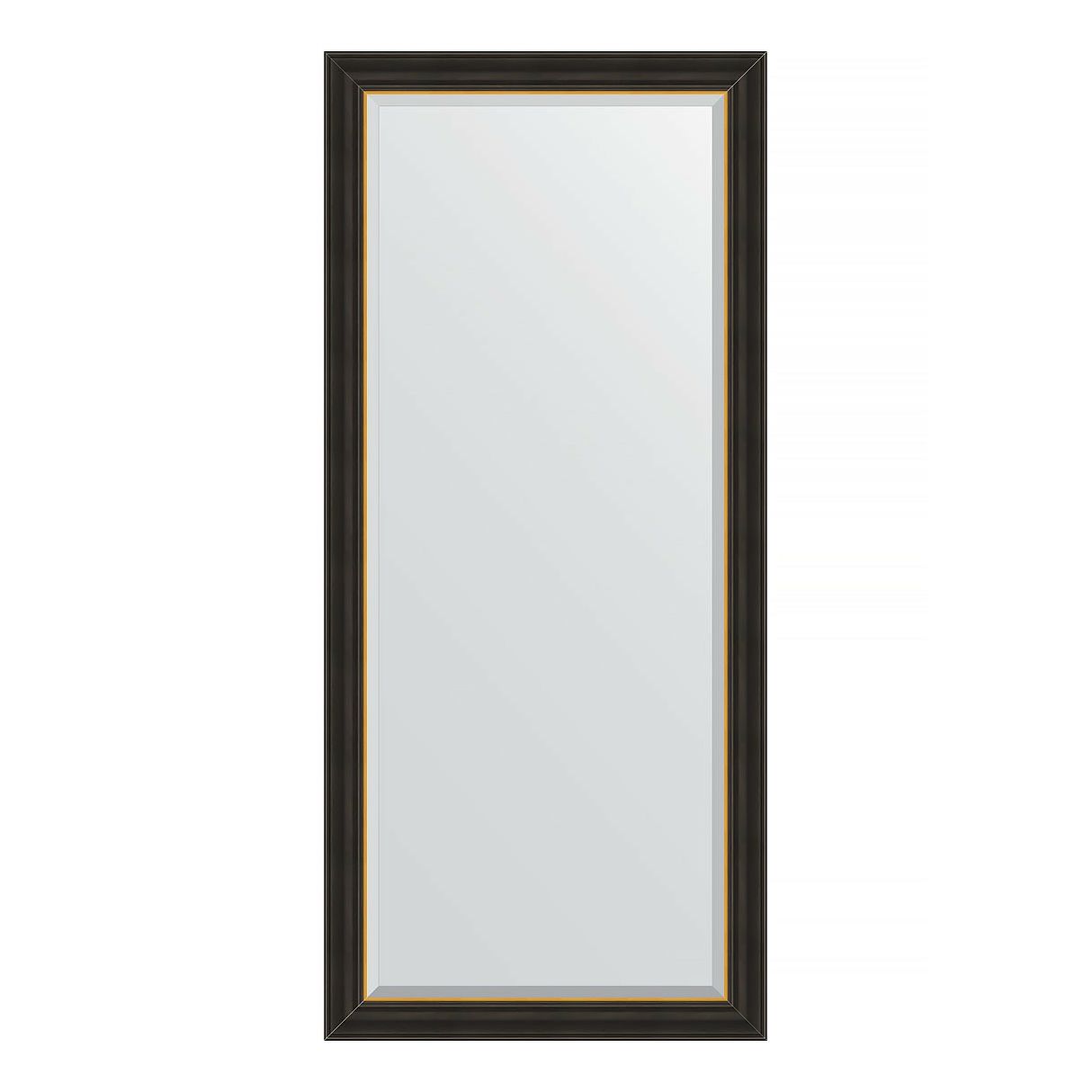 Зеркало интерьерное настенное Evoform с фацетом в багетной раме черное дерево с золотом