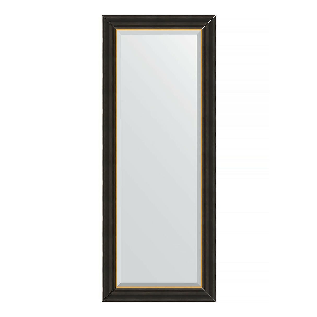 Зеркало интерьерное настенное Evoform с фацетом в багетной раме черное дерево с золотом