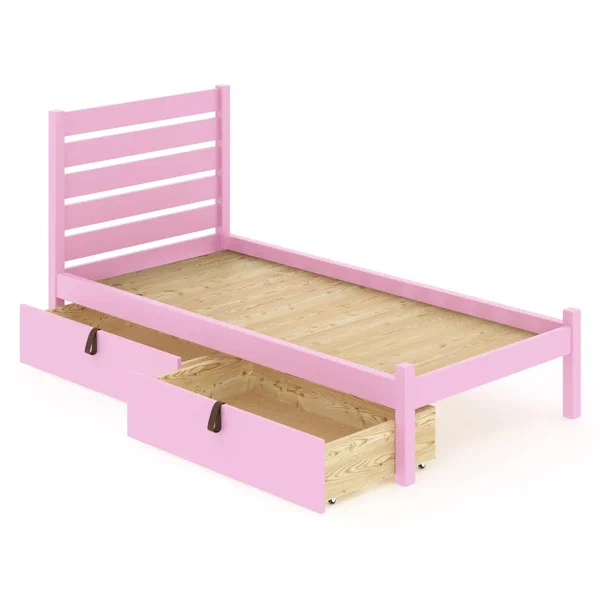 Кровать Solarius Классика высокая спинка сплошное основание 90х200, 2 ящика, цвет розовый
