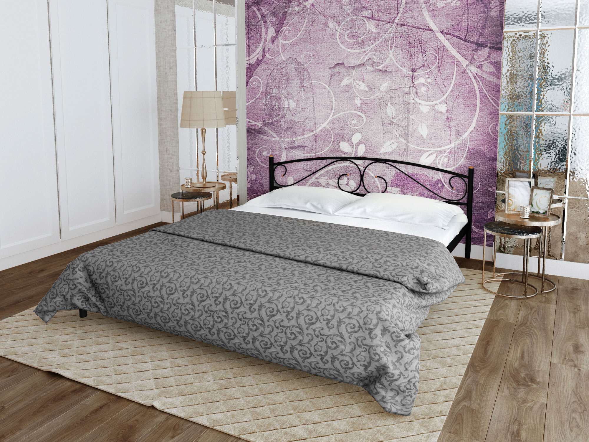 Металлическая полутороспальная кровать Alitte Evita 140х200 см черный