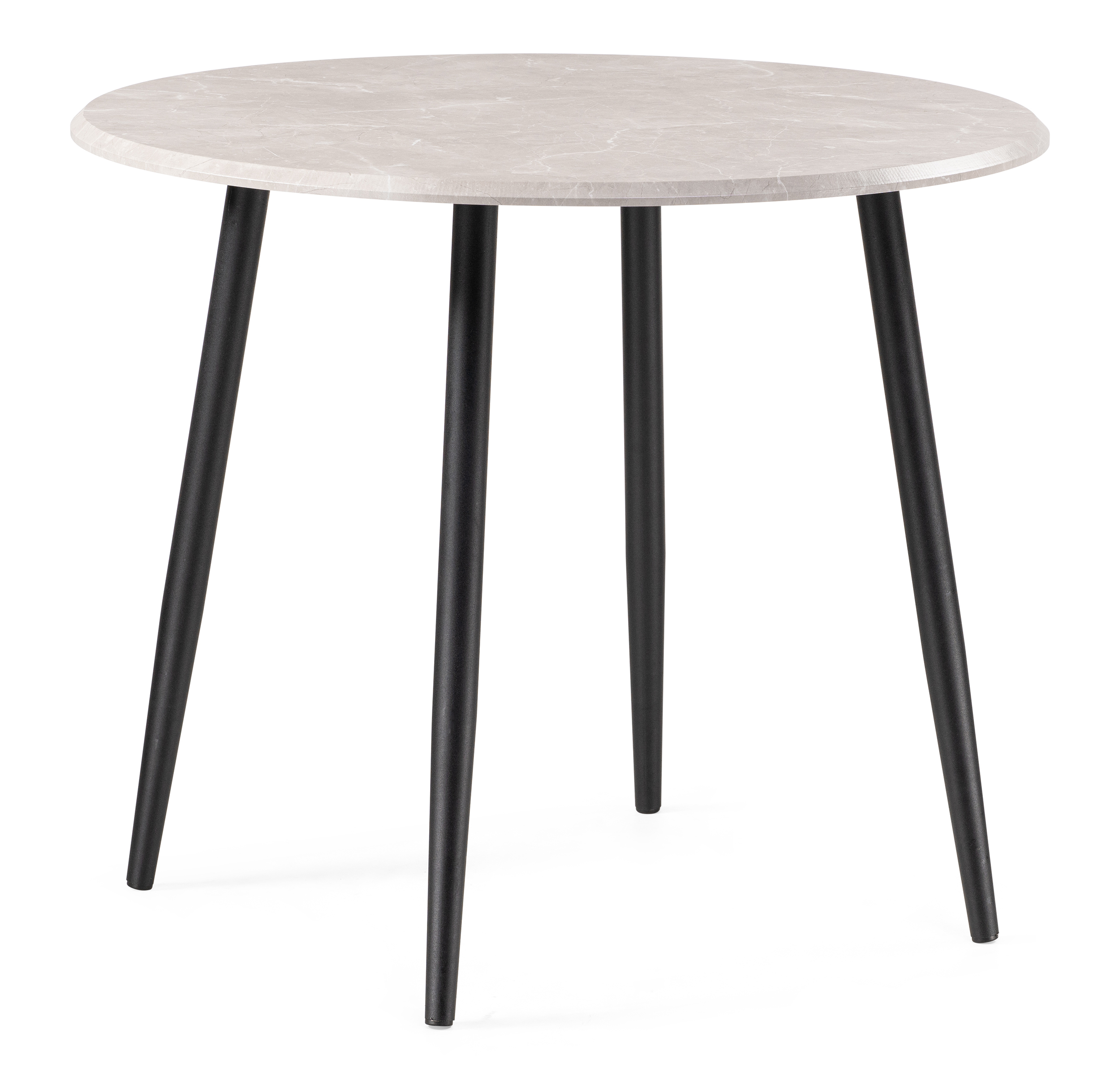 Деревянный стол Мебельные решения Абилин 90х76, мрамор светло-серый / черный матовый