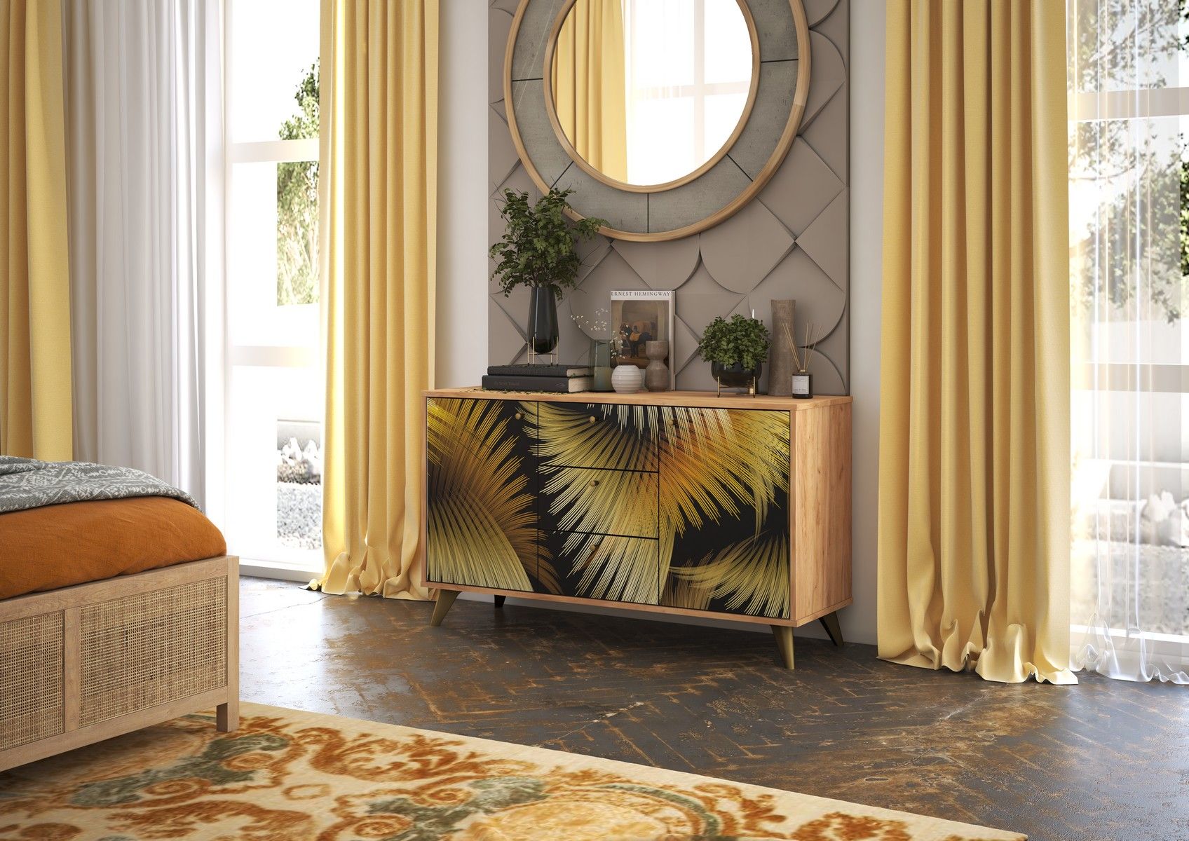 Комод Эталон мебель ФЬЮЖН КМ-003 крафт золотой/GOLDEN FOREST.
