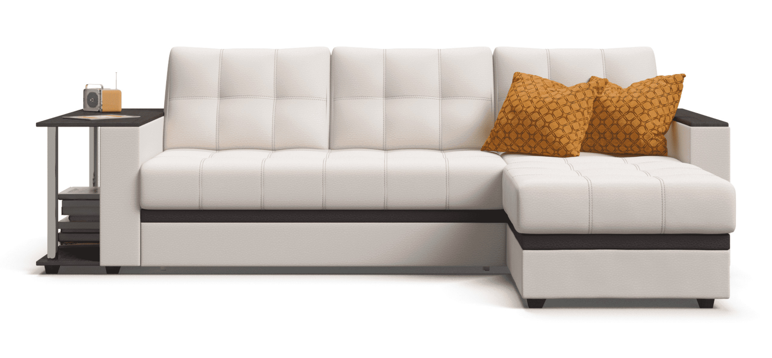 Угловой диван-кровать Много Мебели Атланта Люкс, экокожа белая