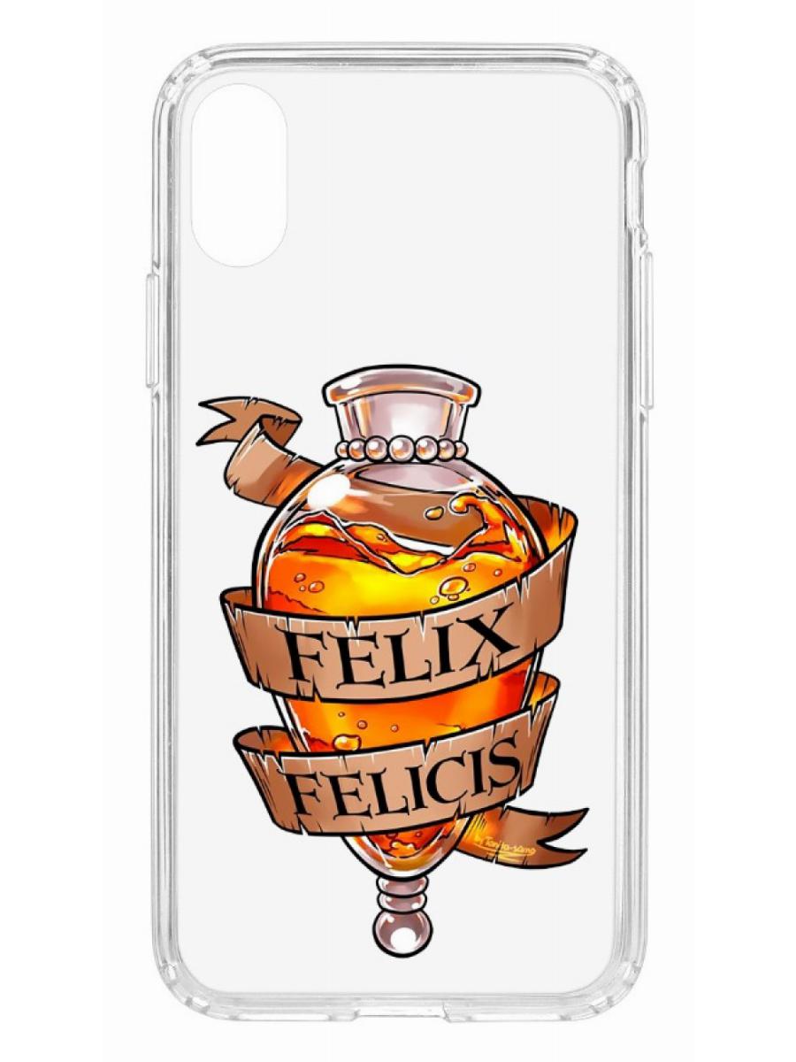 Противоударный чехол для iPhone X/XS КRUЧЕ Print Felix Felicis прозрачный с рисунком