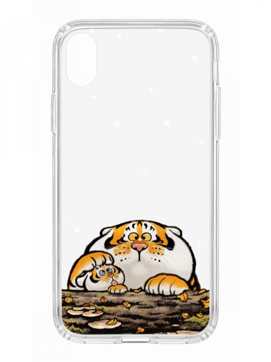 Противоударный чехол для Apple iPhone XR КRUЧЕ Print тигр первый снег прозрачный