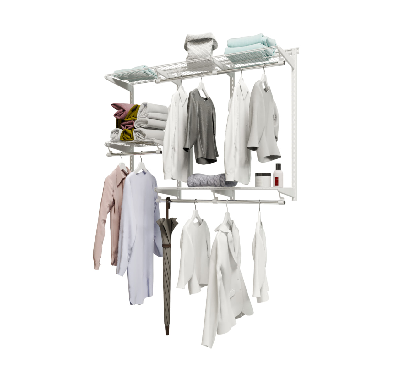 Гардеробная система Титан-GS Для рубашек платьев и курток белая 144х35х103 74012156