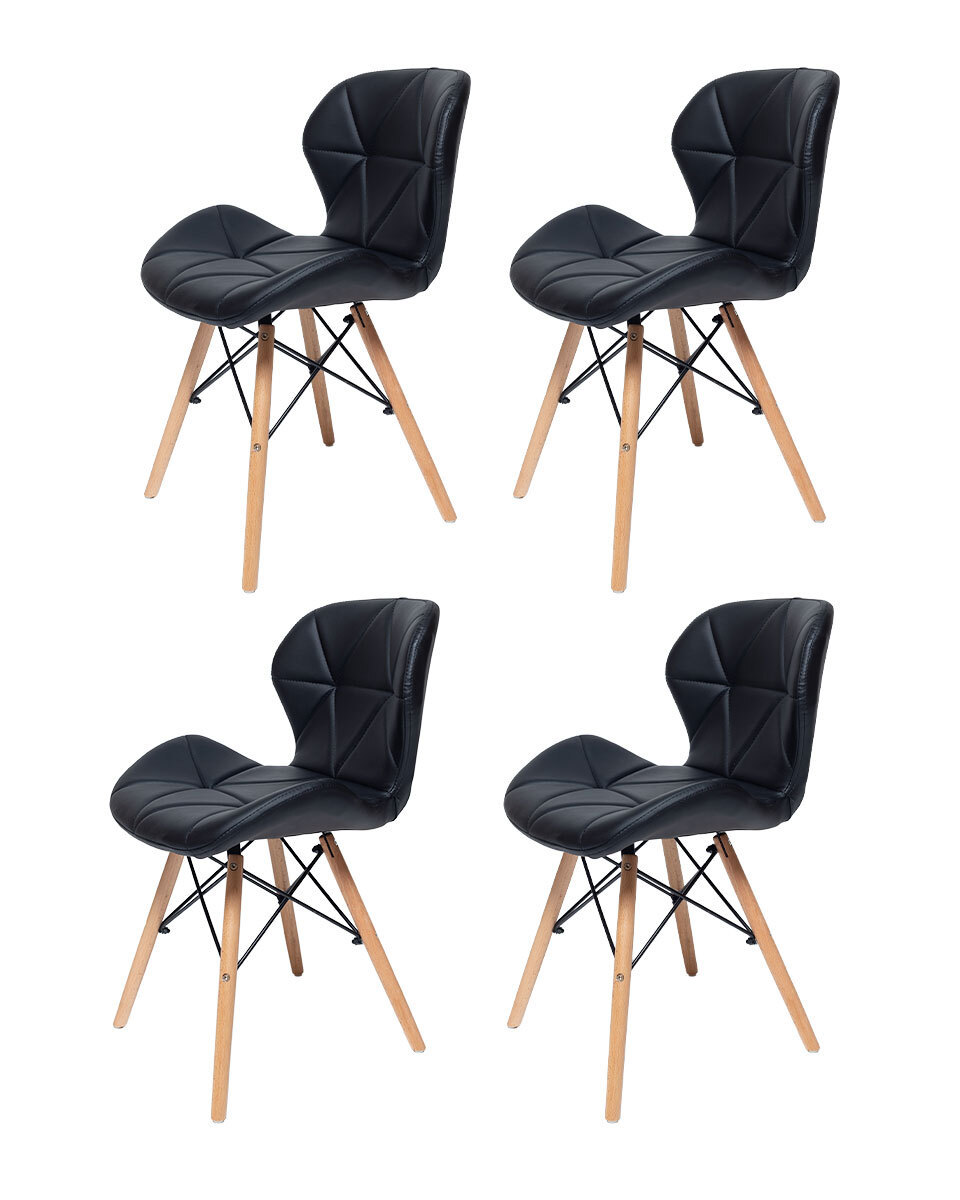 Комплект стульев для кухни из 4 шт. ЦМ, SC - 026, черный, в экокоже
