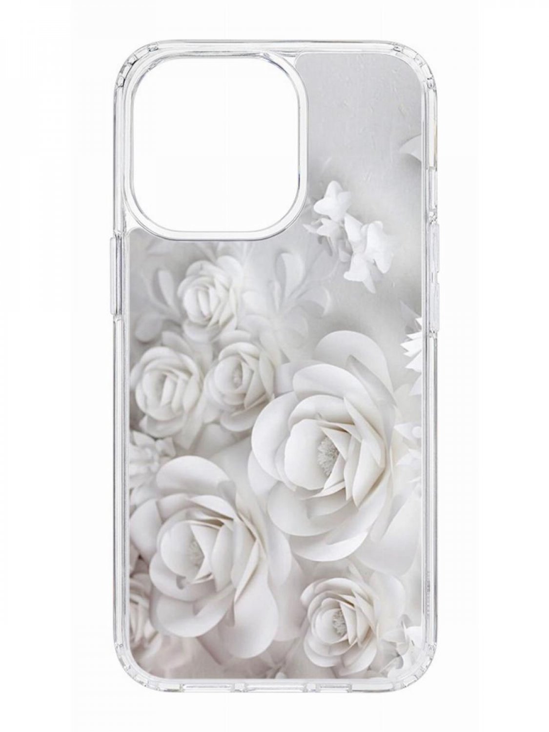 Противоударный чехол для Apple iPhone 13 Pro КRUЧЕ Print White roses прозрачный с рисунком