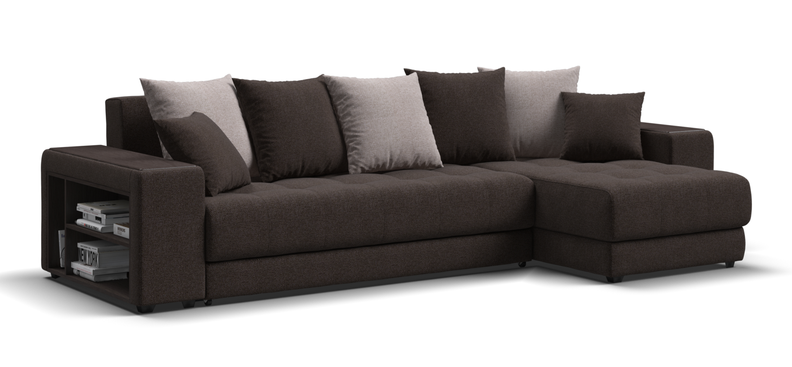 Угловой диван-кровать Много Мебели Дубай 2.0, рогожка Malmo шоколадный