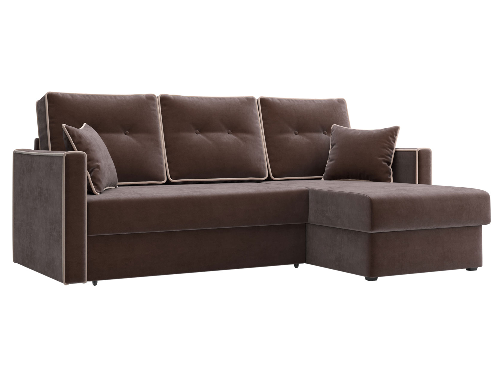 Угловой диван Первый Мебельный Лагос Коричневый, велюр Независимый пружинный блок