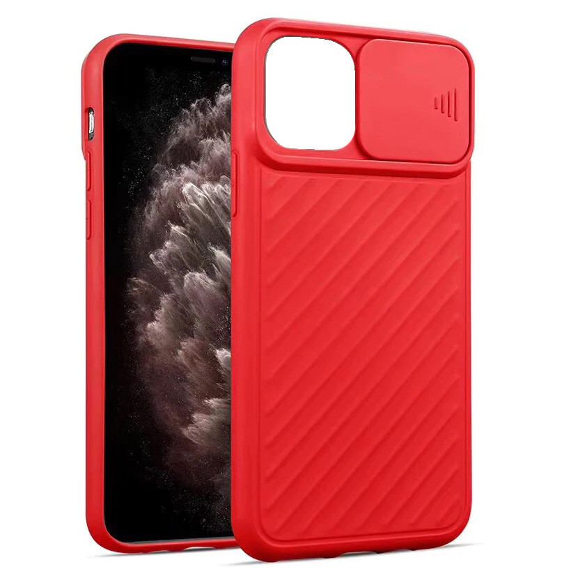 Чехол силиконовый для iPhone 12 / 12 Pro 6.1 с защитой для камеры, красный