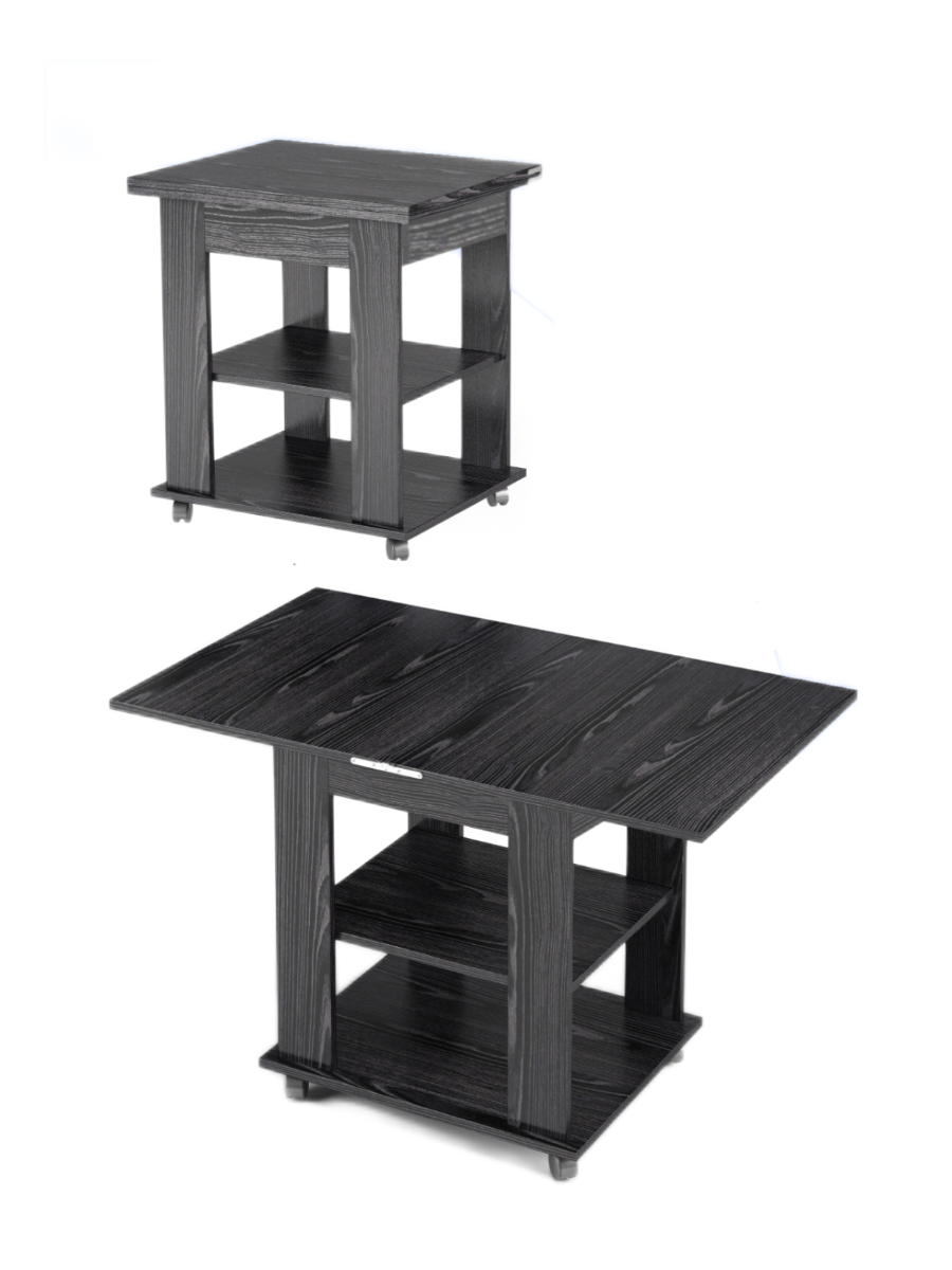 Журнальный стол раскладной из ЛДСП 50х60 см(100х60 см), КЕА, цвет черный ясень