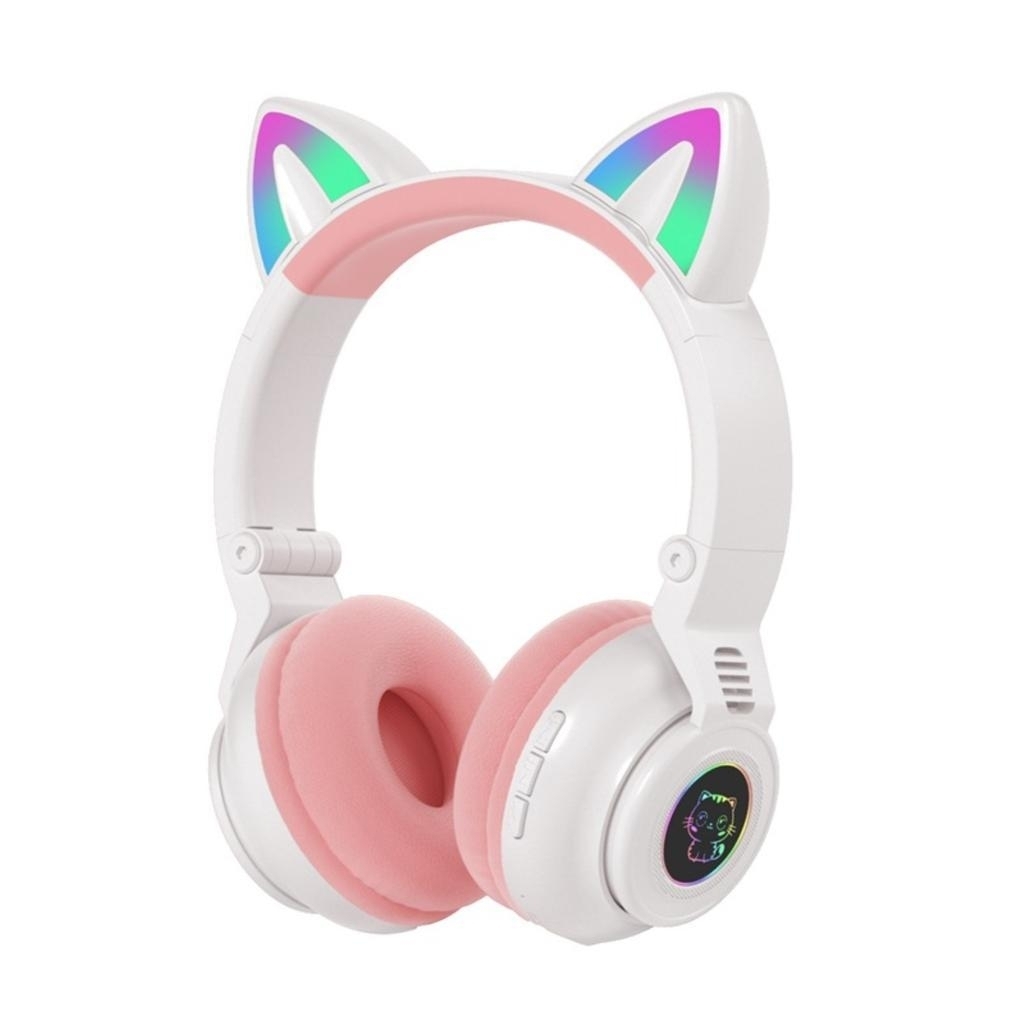 Беспроводные наушники детские Cat Headset STN26, белый/розовый