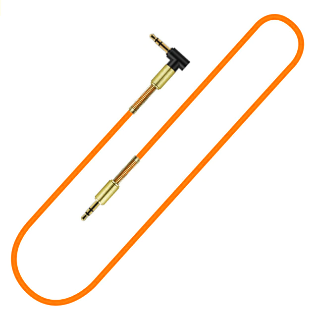 Акустический аудио кабель 1 м/ AUX jack 3.5 mm (джек 3,5 мм) / оранжевый