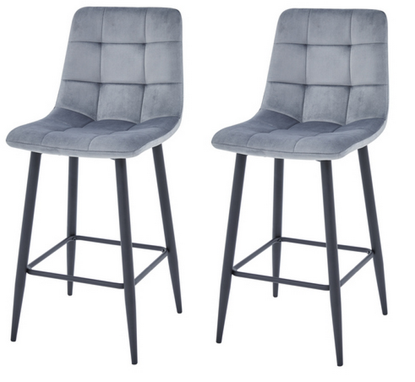 Комплект стульев полубарных Терминал BARNY велюр темно-серый, опоры черные, 2 шт.