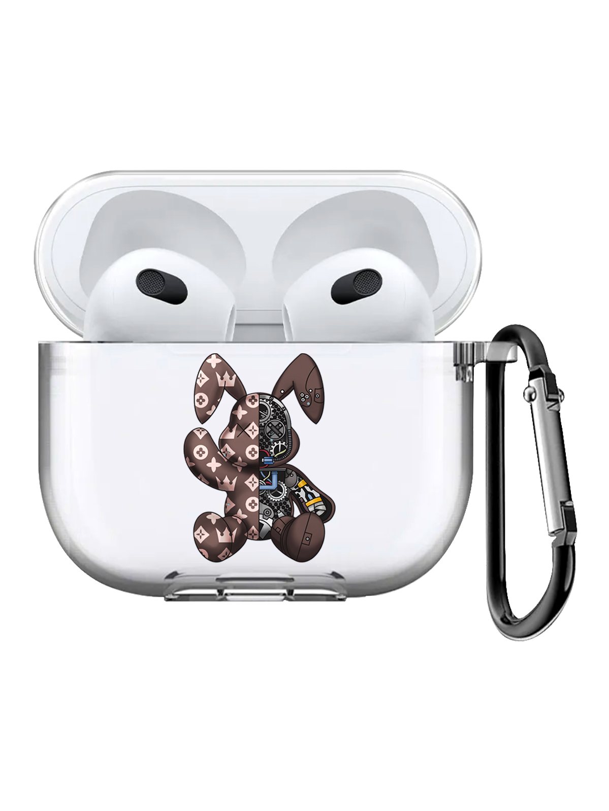 Чехол с карабином MustHaveCase для Apple AirPods 3 Bunny Коричневый прозрачный